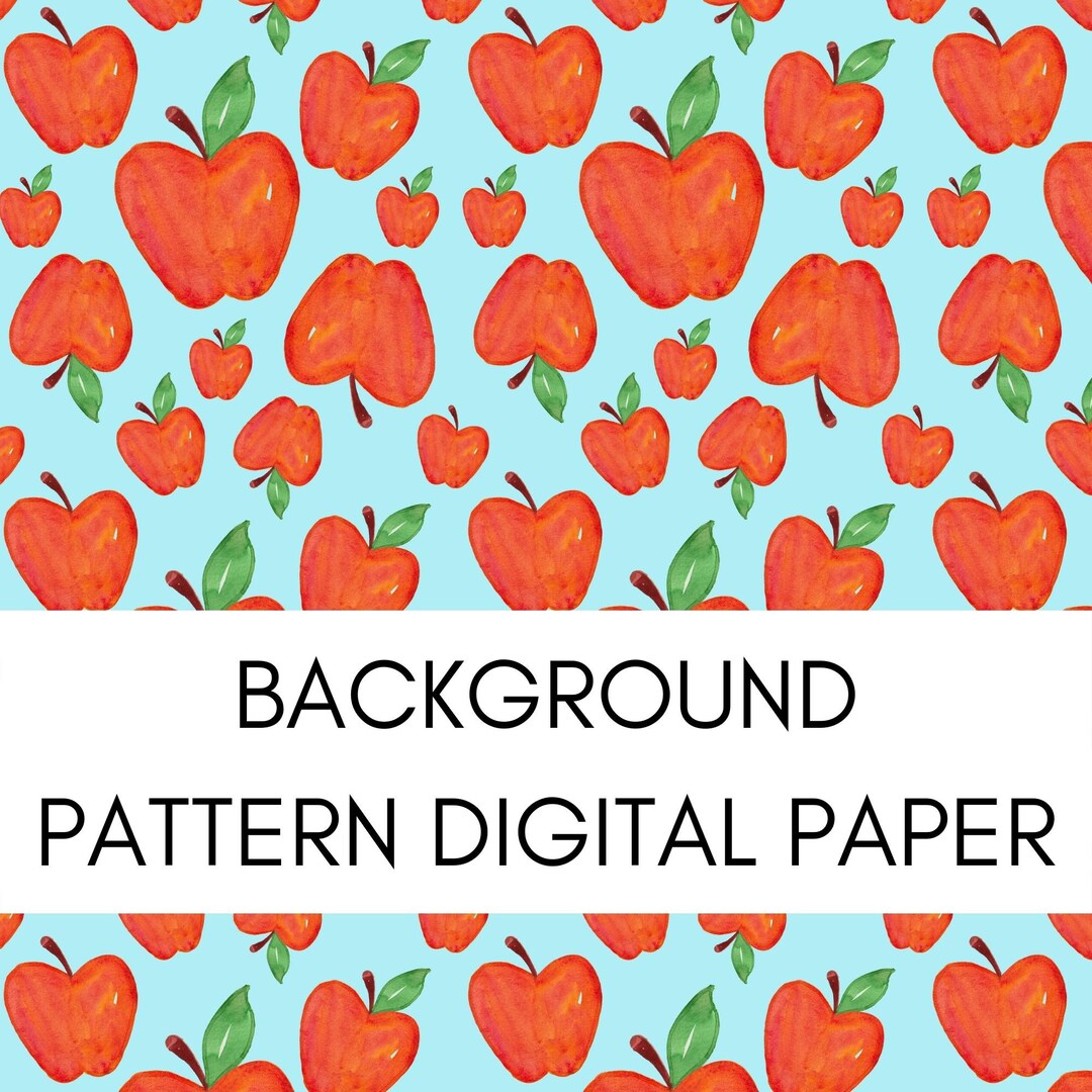 Watercolor School Apple Digital Paper - Back to School Apple Scrapbook ...
