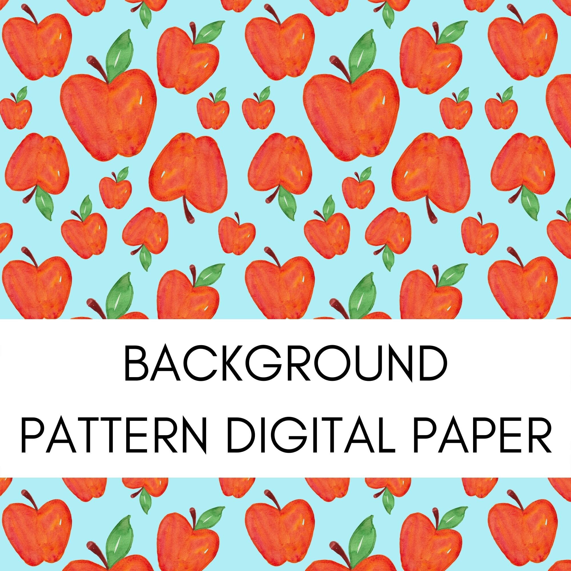 Watercolor School Apple Digital Paper - Back to School Apple Scrapbook ...