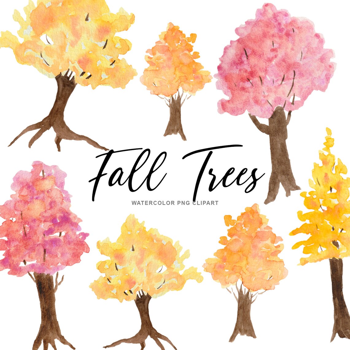 Watercolor Fall Tree Bundle - Downloadable Printable PNG Fall Trees ...