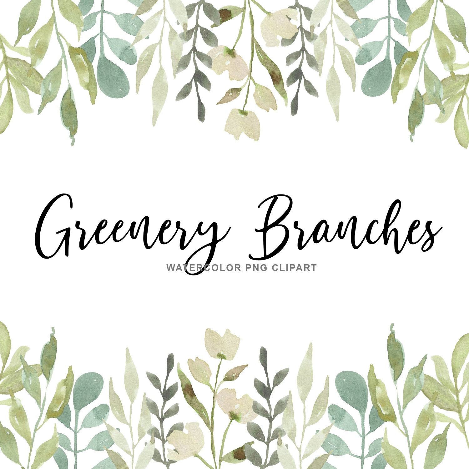 Watercolor Greenery Branch Clipart - Transparent PNG Green Branch ...