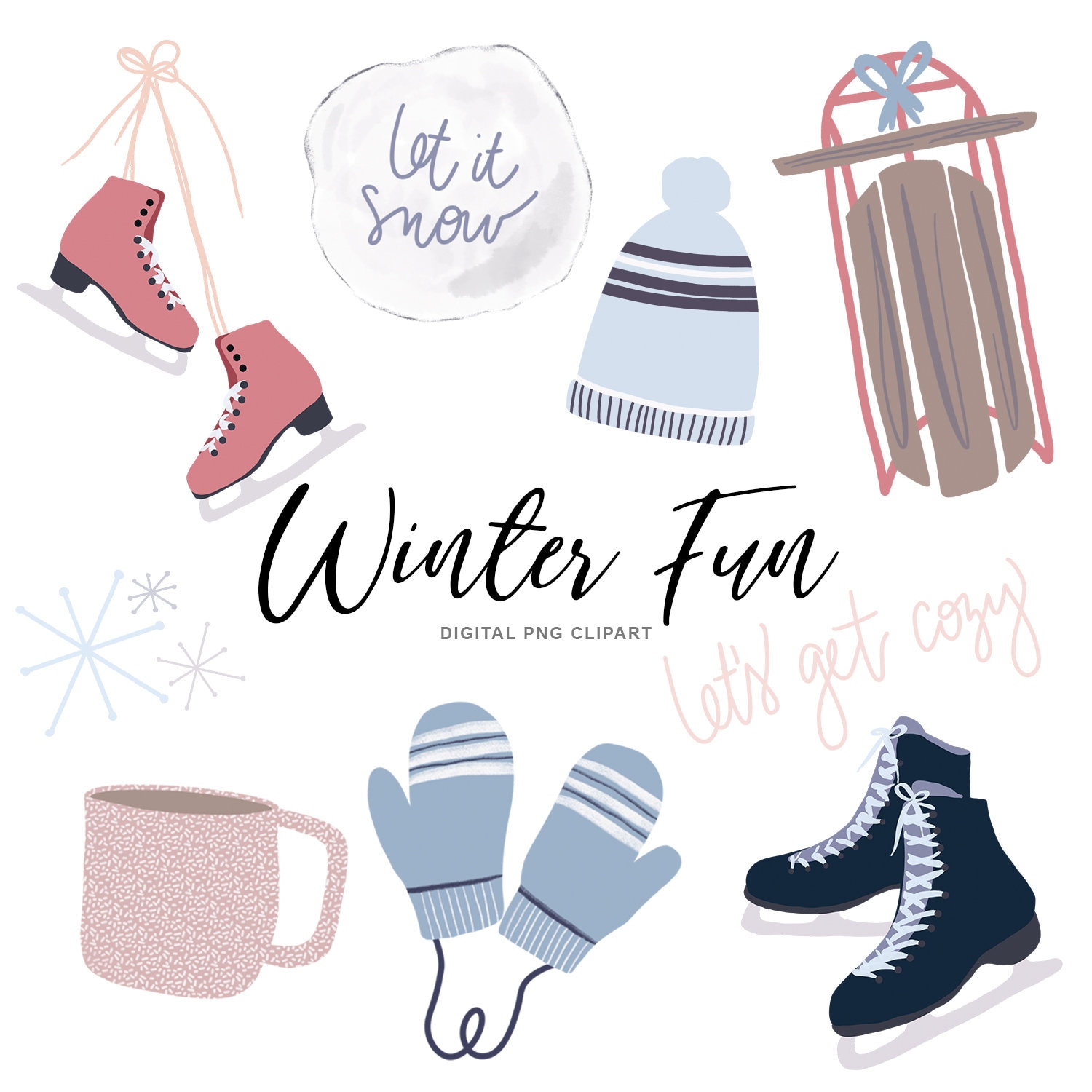 Cozy Winter Digital Clipart Graphics - Instant Download Transparent PNG ...