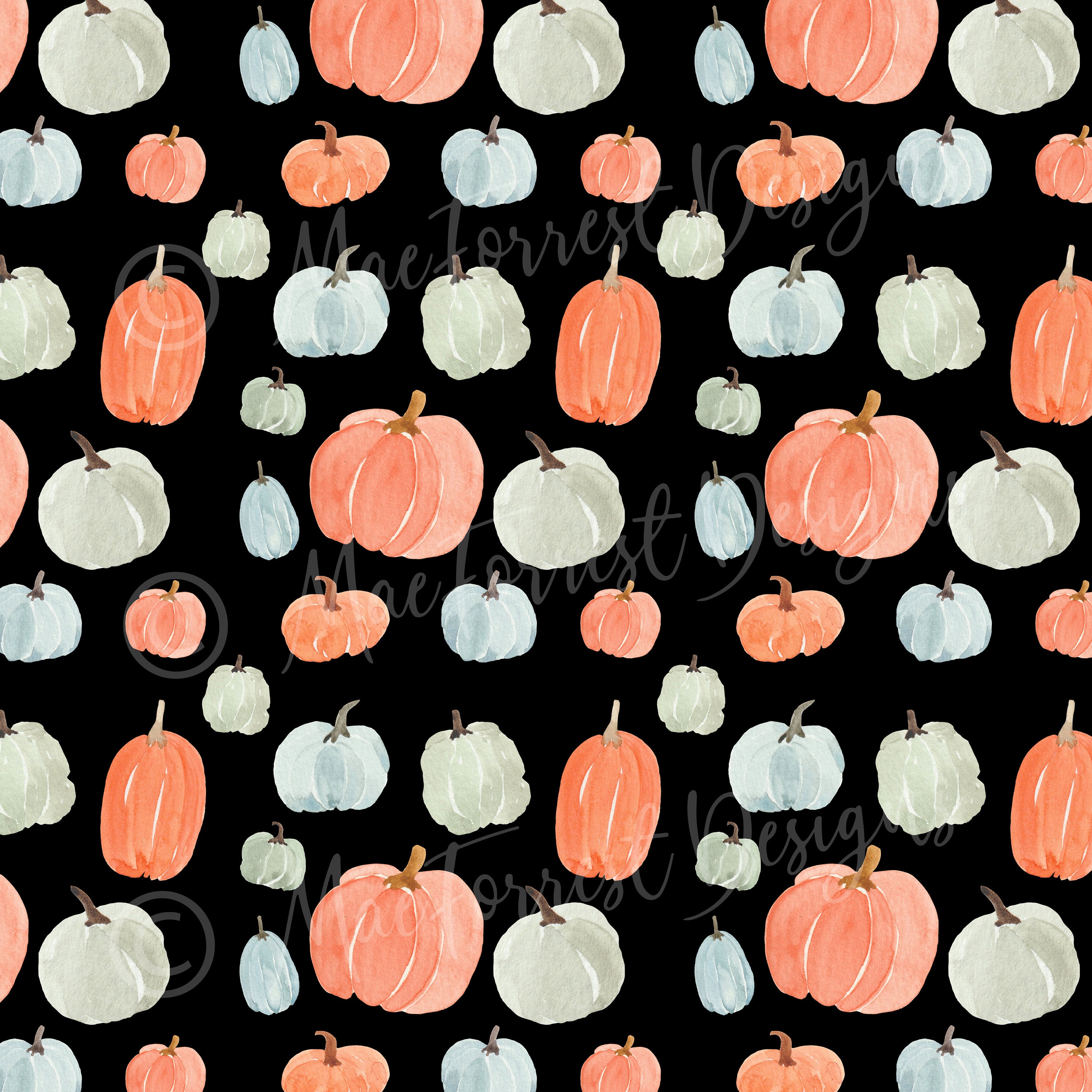 Watercolor Pumpkins Digital Paper - Pumpkin Scrapbook Paper ...