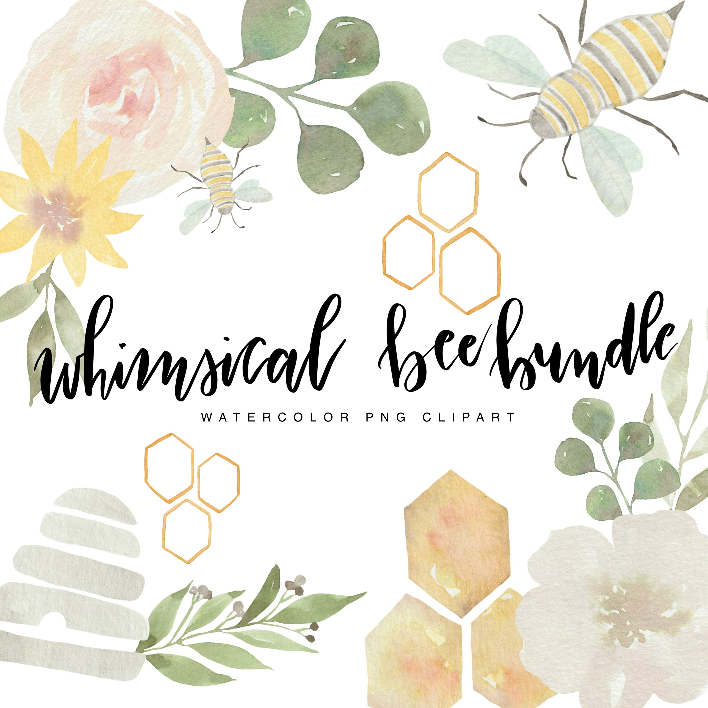Whimsical Bee Hive Watercolor Clipart Bundle Bees Hive - Etsy