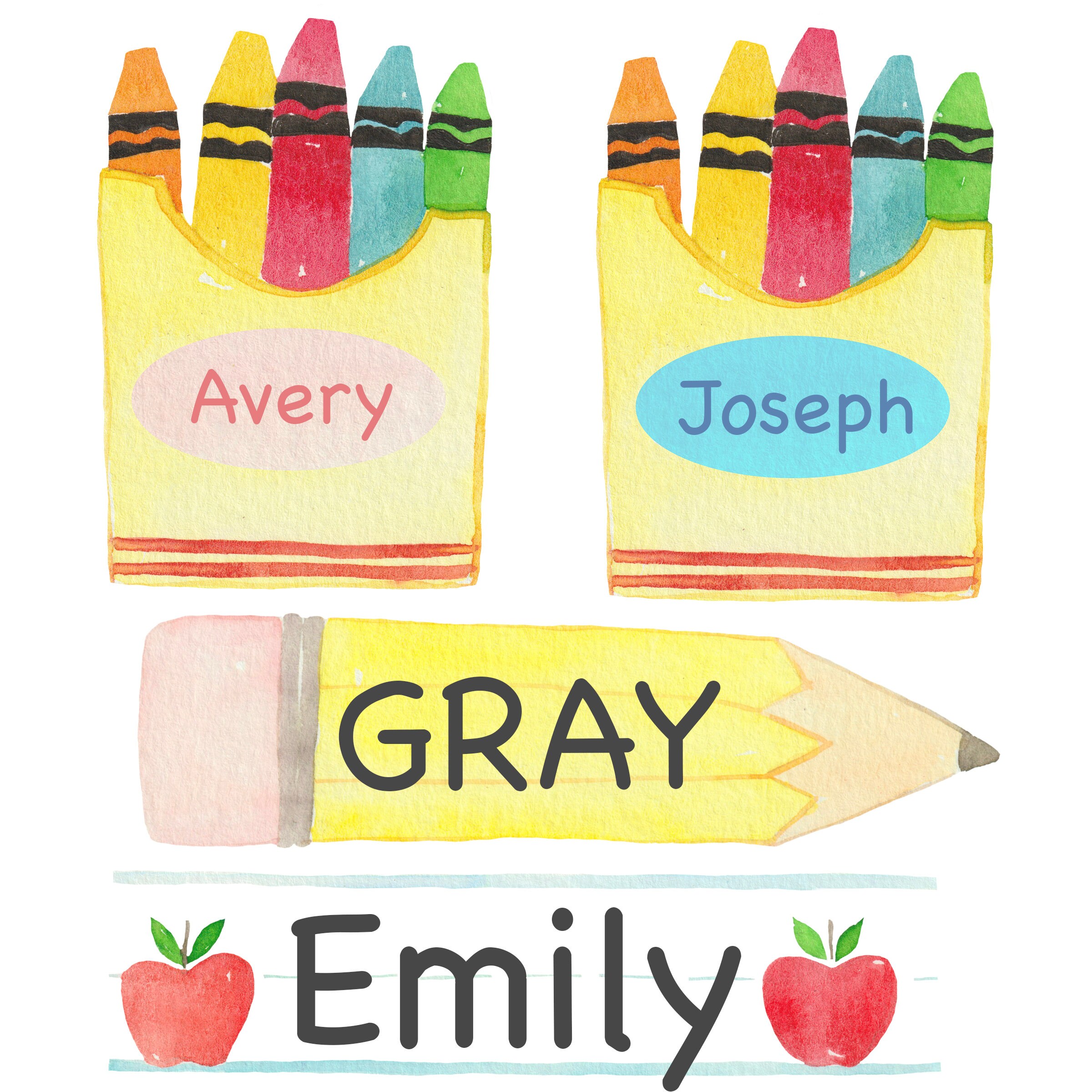 Customizable Back to School Watercolor Clipart Bundle - School Supply ...
