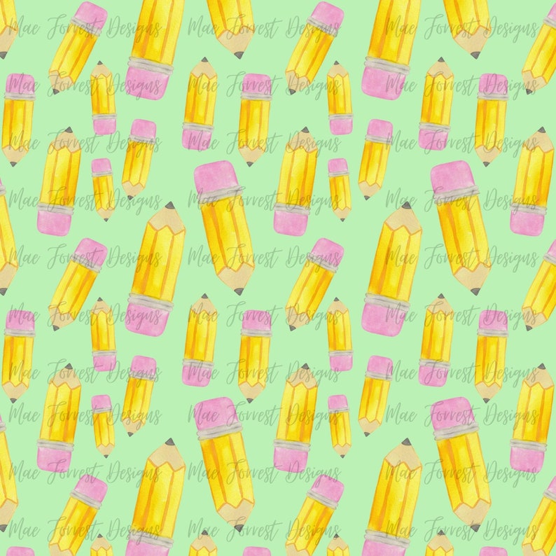 Watercolor Yellow School Pencils Digital Paper Back to - Etsy