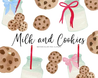 10 Watercolor Milk and Cookies Png Christmas Cookies Clipart - Etsy
