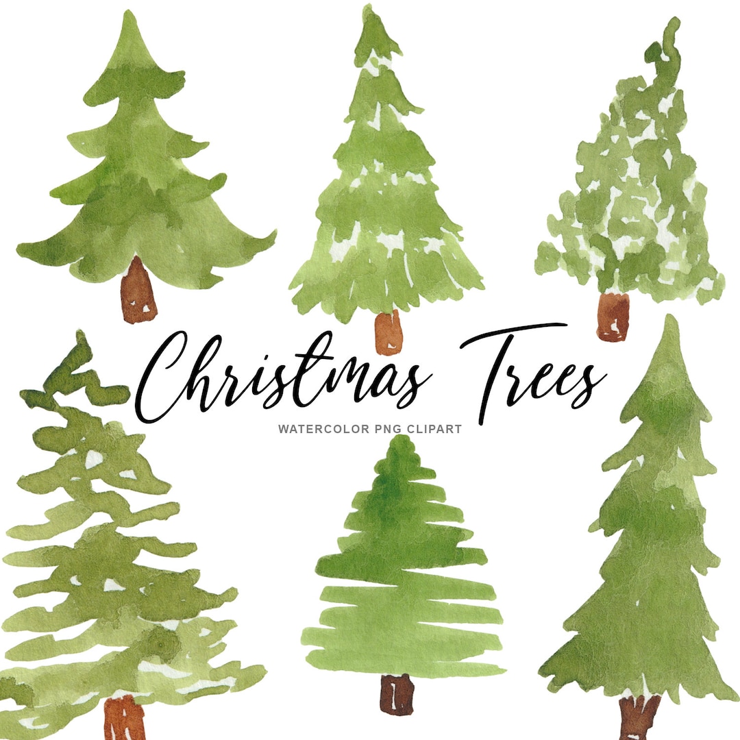Christmas Tree Watercolor Clipart Set - Christmas Graphics - Instant ...
