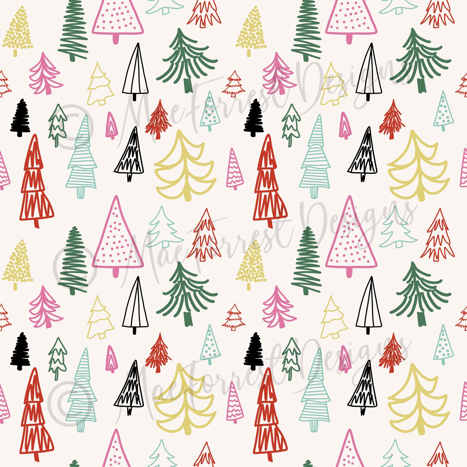 Colorido árbol de Navidad papel digital - Navidad Scrapbook Paper ...