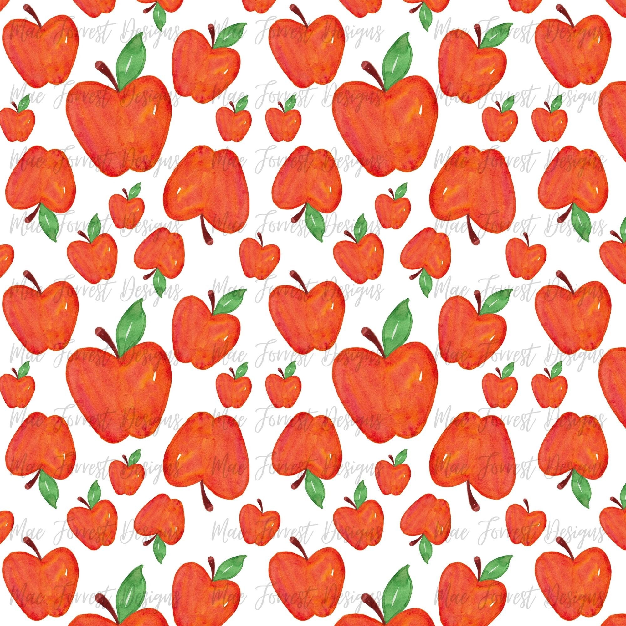 Watercolor School Apple Digital Paper - Back to School Apple Scrapbook ...