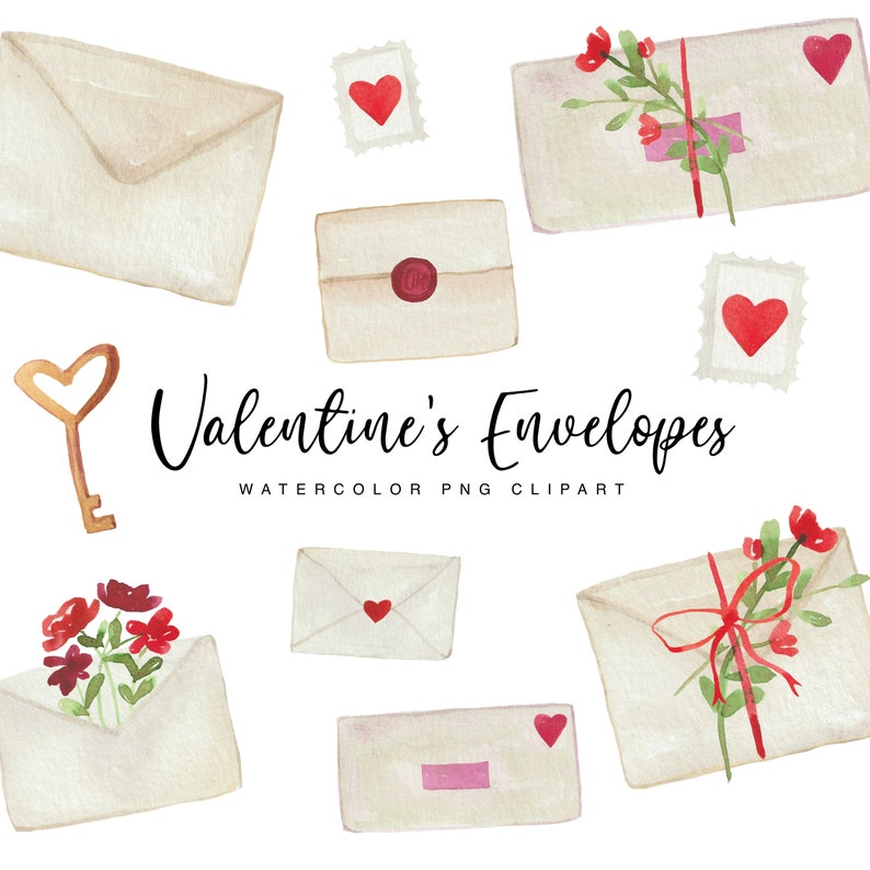 Watercolor Valentine’s Envelopes - Transparent Floral Valentine’s Day ...