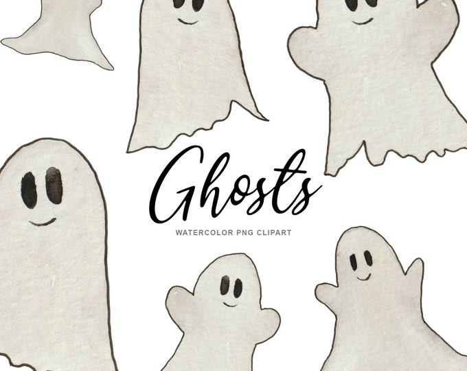 Watercolor Halloween Ghost Bundle Downloadable Printable PNG - Etsy