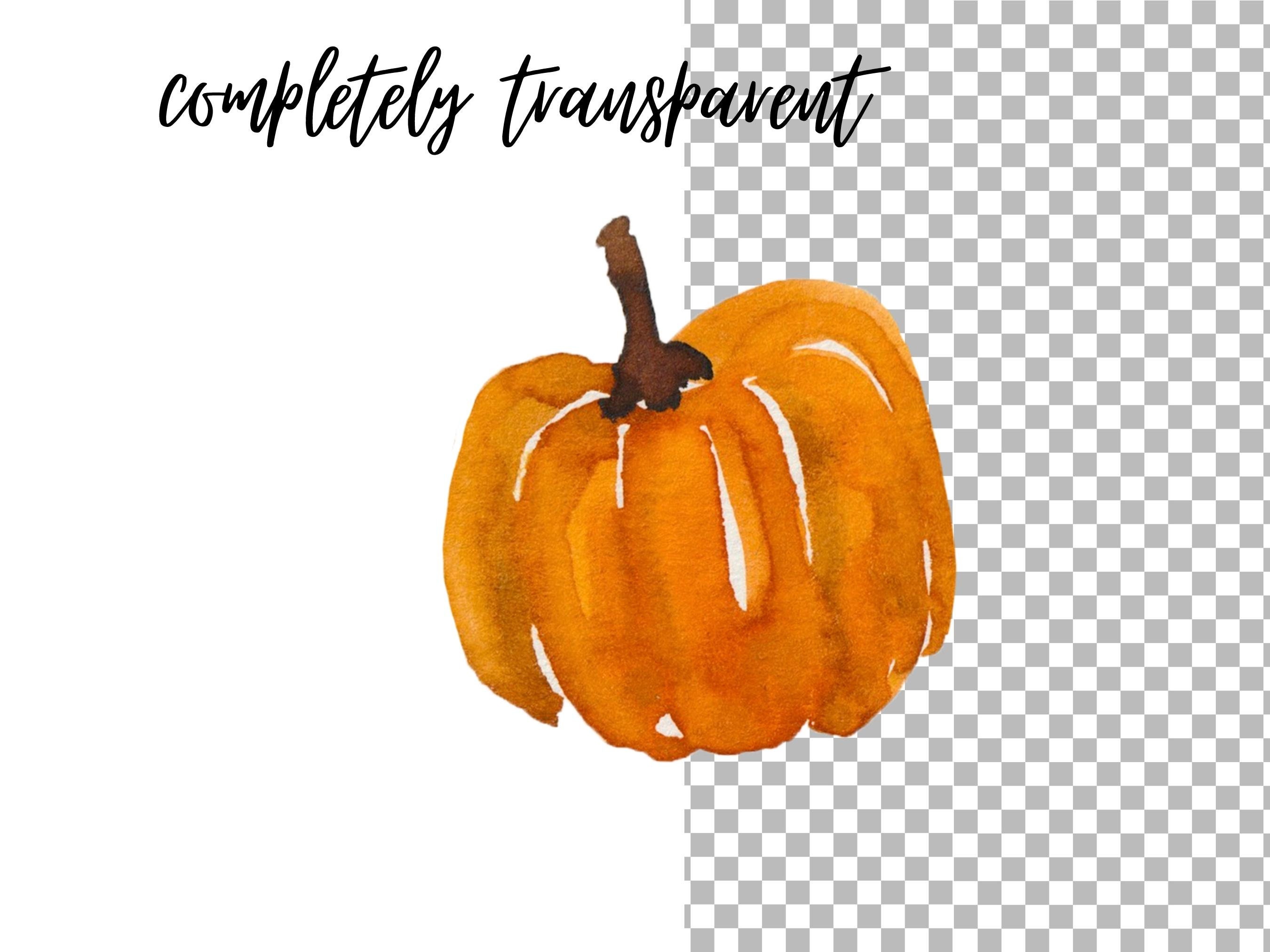 Watercolor Pumpkin and Fall Foliage Clip Art Digital Download ...