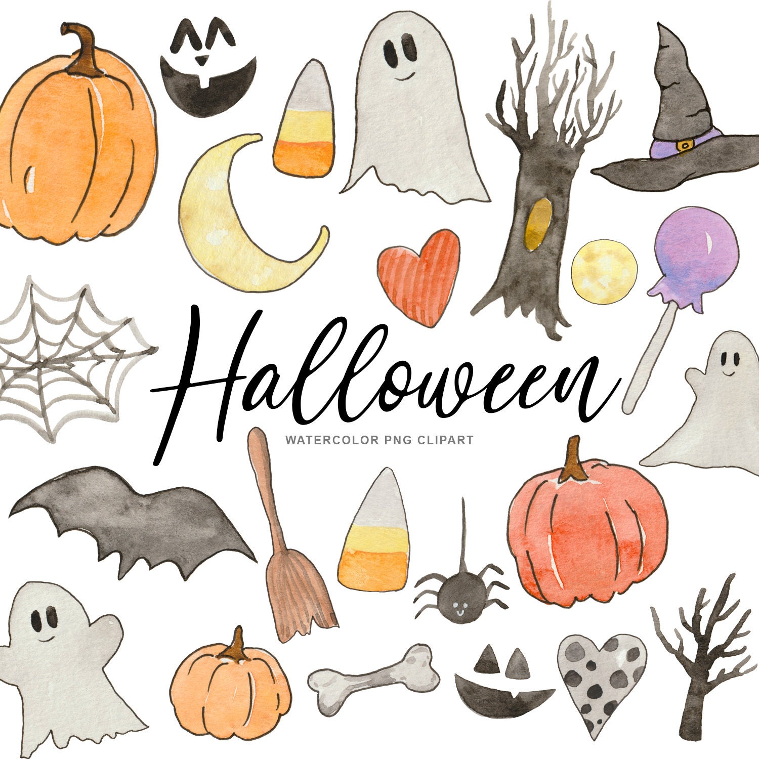 Watercolor Halloween Clipart - Fall Halloween Transparent PNG Graphics ...