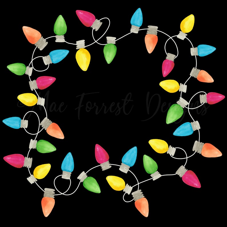 Watercolor Christmas Light Bulb Frame - Transparent PNG Clipart ...