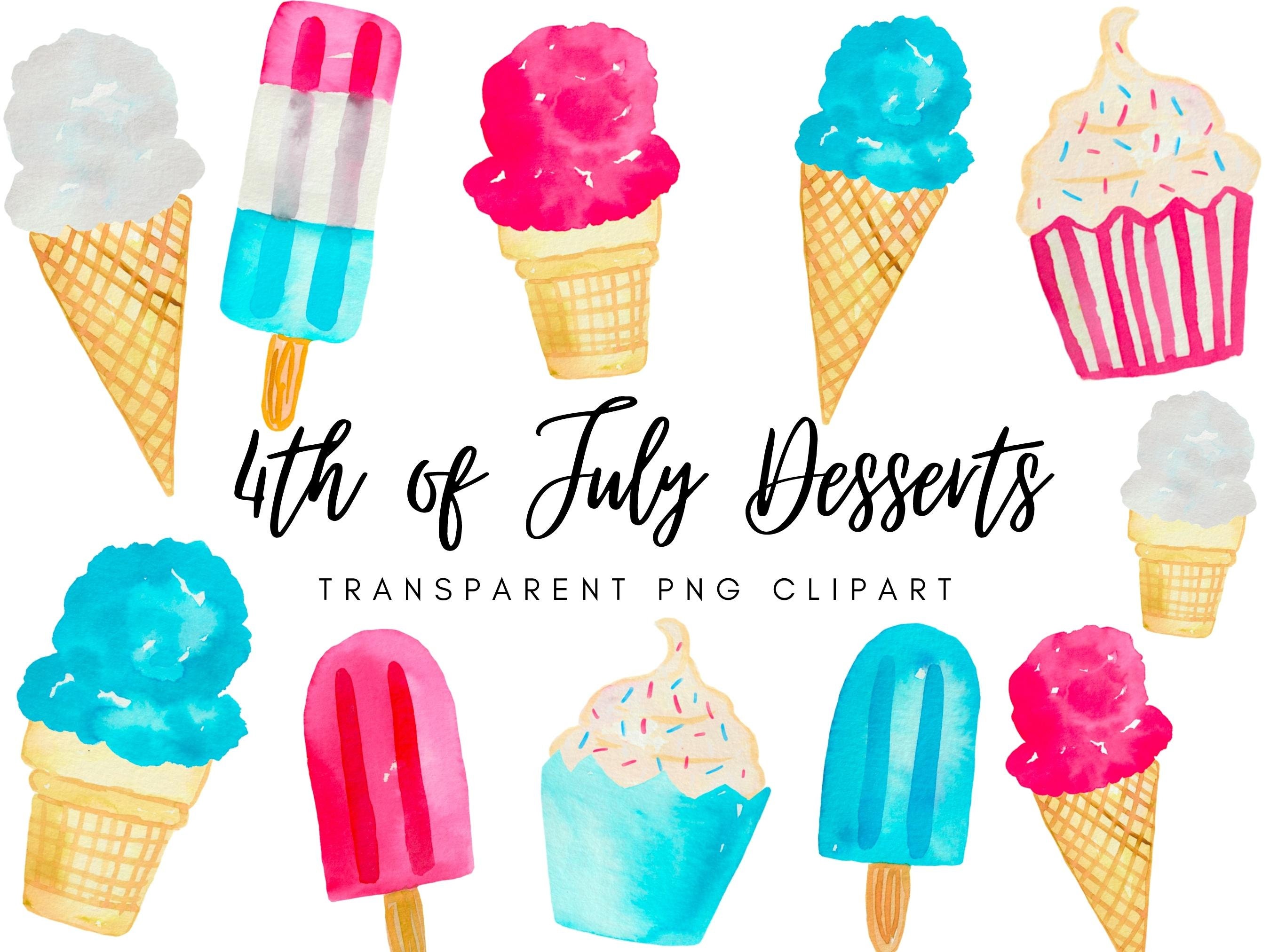 Watercolor 4th of July Desserts Clipart Transparent Independence Day ...