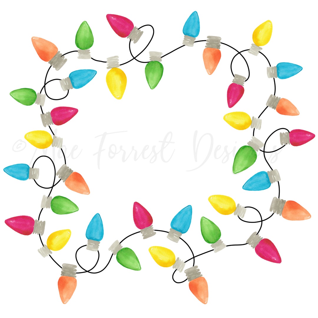 Watercolor Christmas Light Bulb Frame - Transparent PNG Clipart ...