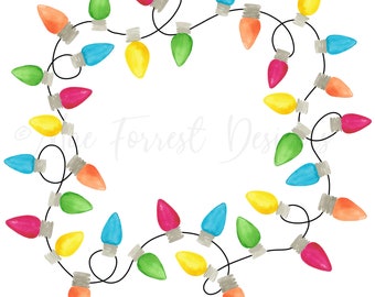 Watercolor Christmas Light Bulb Clipart Transparent PNG | Etsy