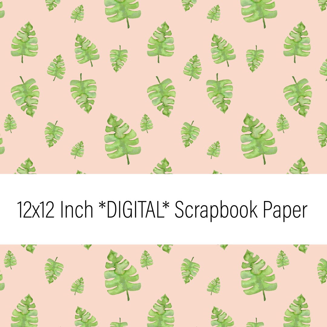 Watercolor Monstera Greenery Digital Paper - Decorative Scrapbook Paper ...