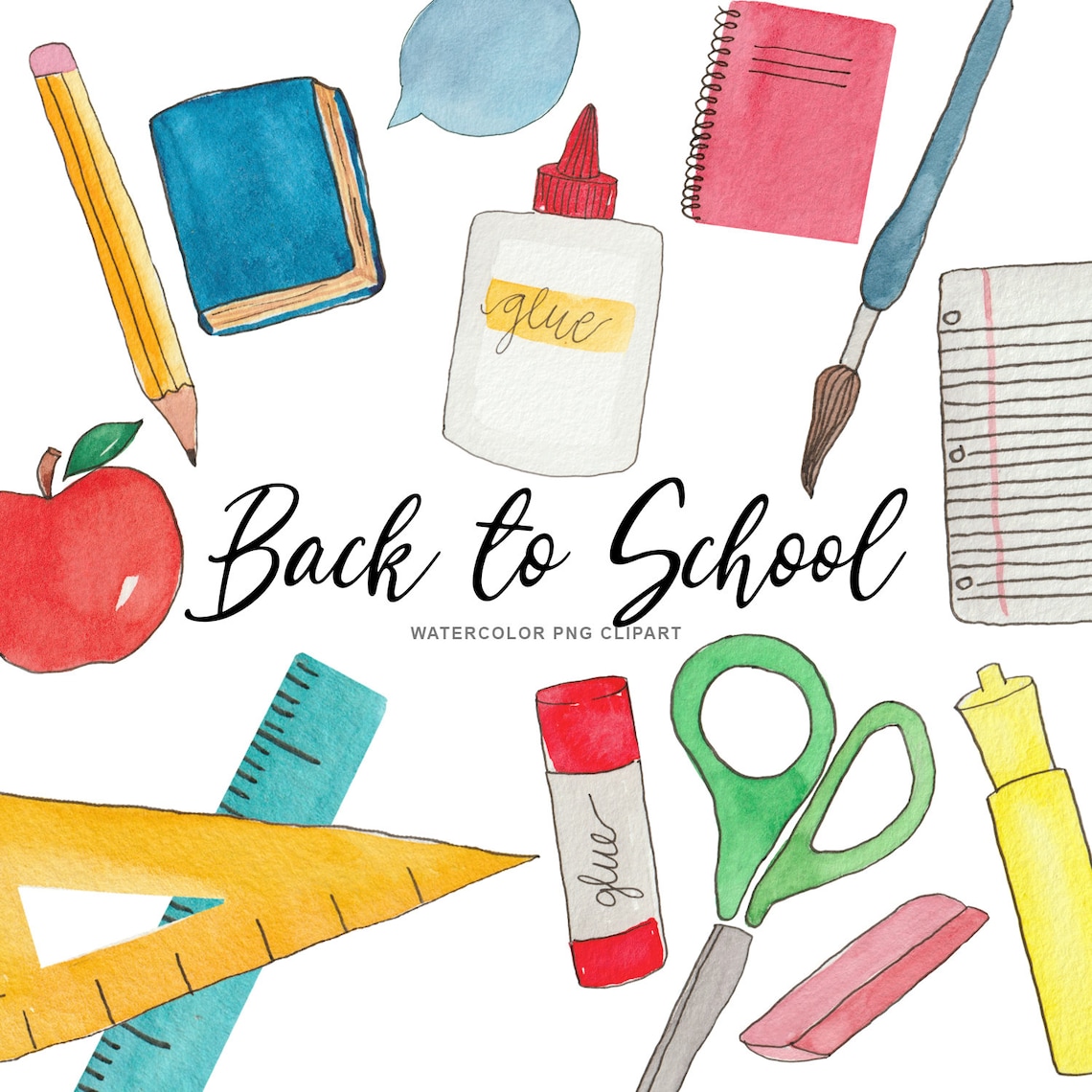 Back to School Clipart Bundle - School Supply Clip Art Graphics ...