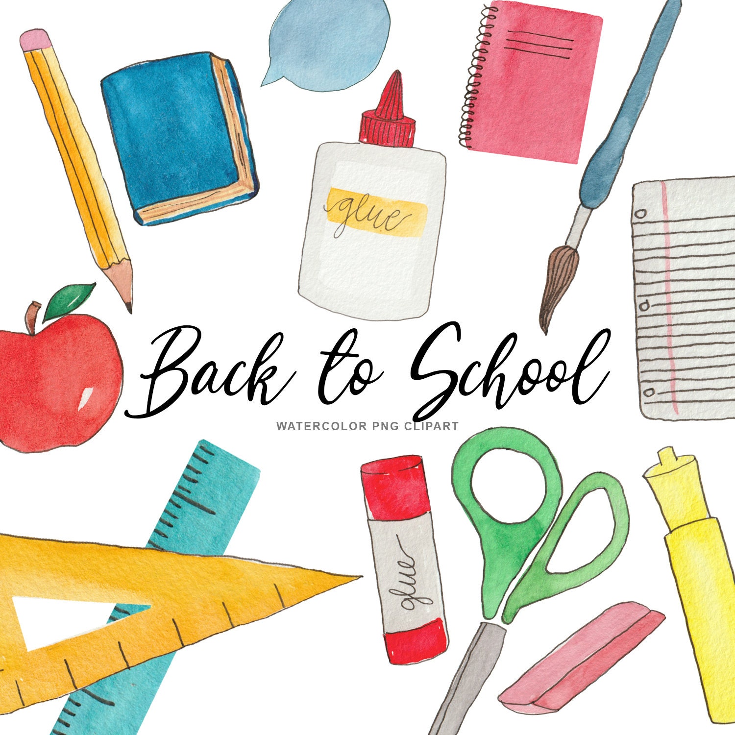 Back to School Clipart Bundle School Supply Clip Art Graphics ...