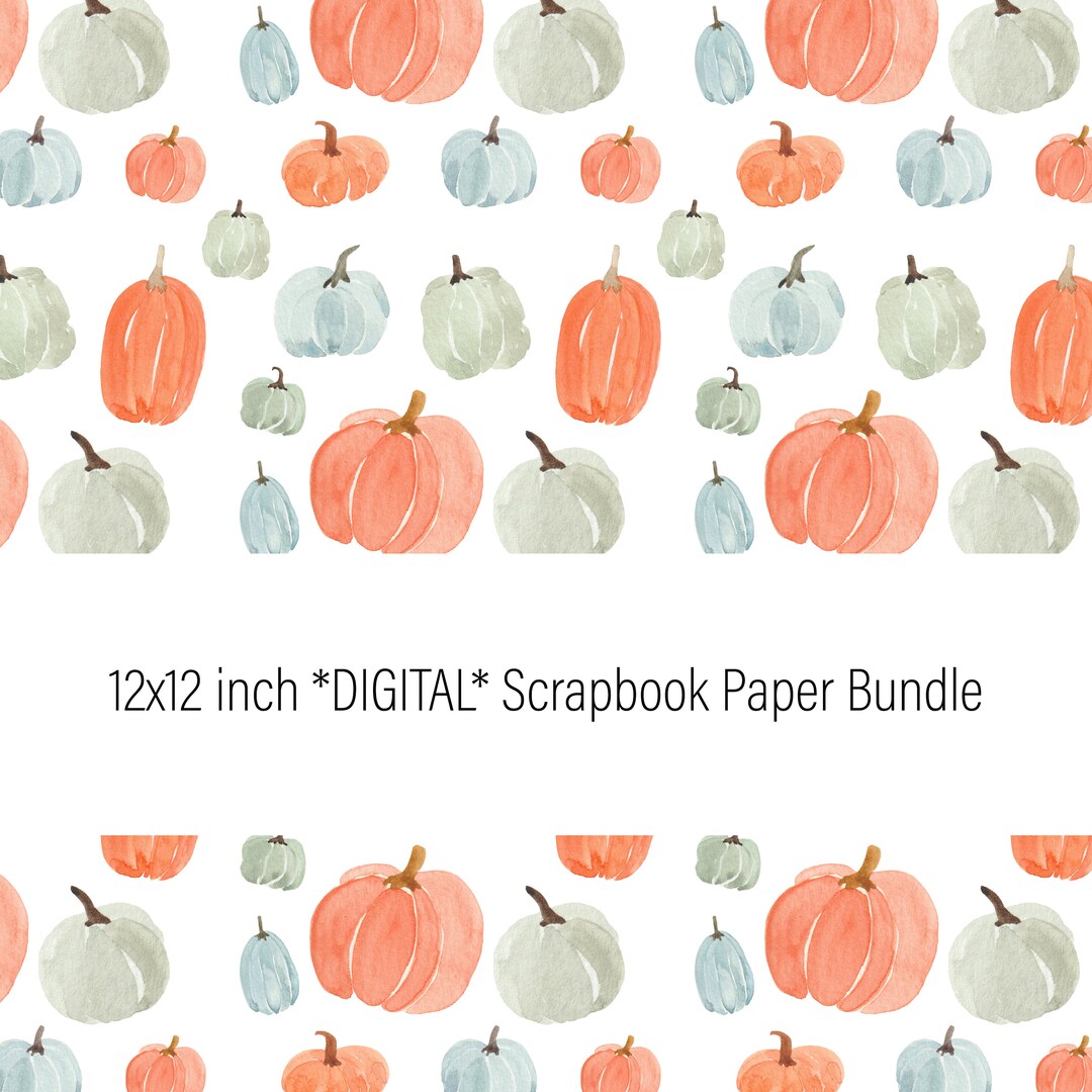 Watercolor Pumpkins Digital Paper - Pumpkin Scrapbook Paper ...