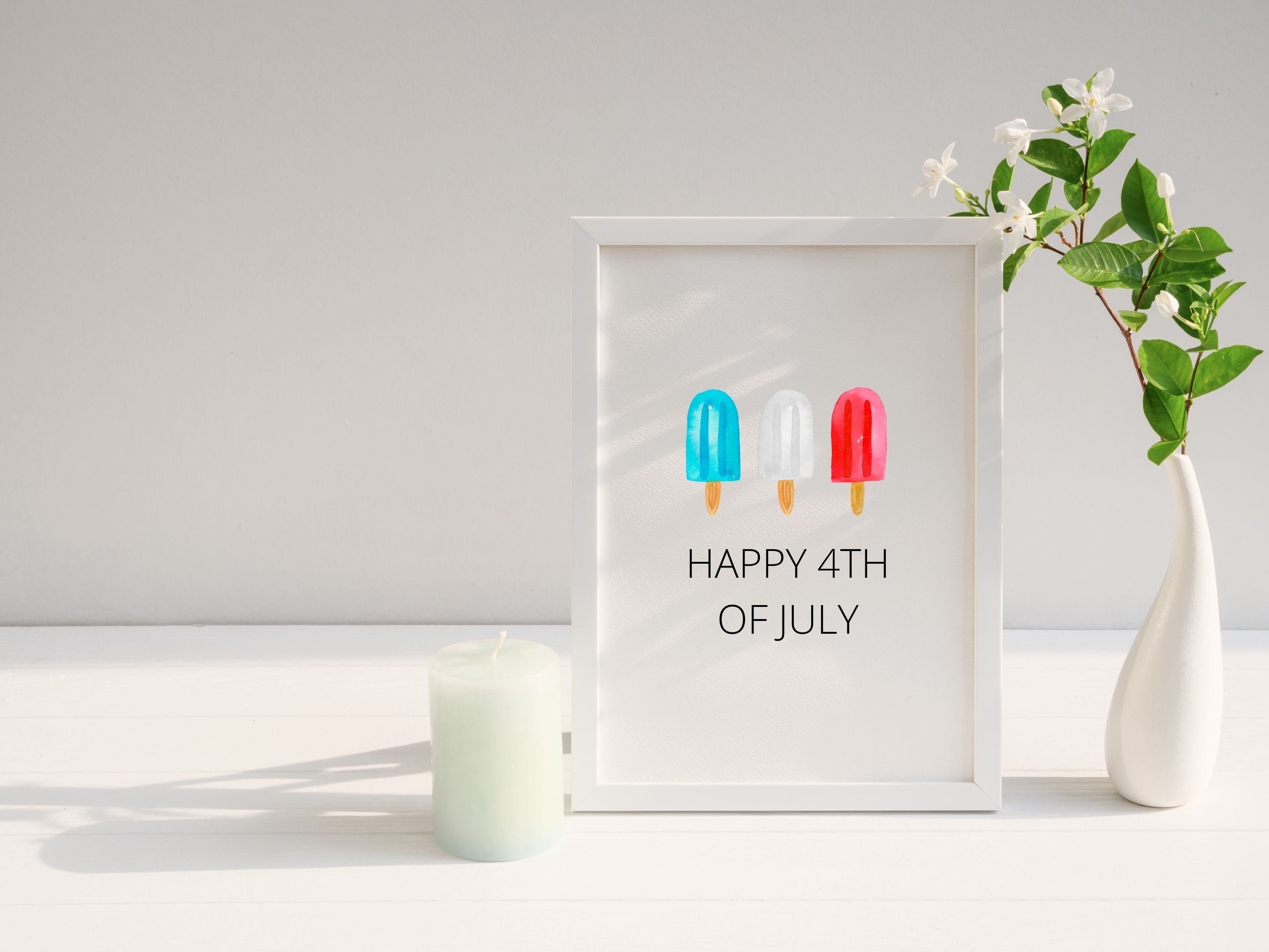 Watercolor Patriotic 4th of July Popsicles - Transparent Summer Dessert ...