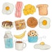 Breakfast Food Watercolor Clip Art - Breakfast Graphics Hand Painted ...