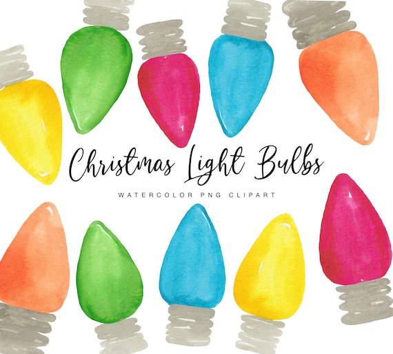 Watercolor Christmas Light Bulb Clipart Transparent PNG | Etsy