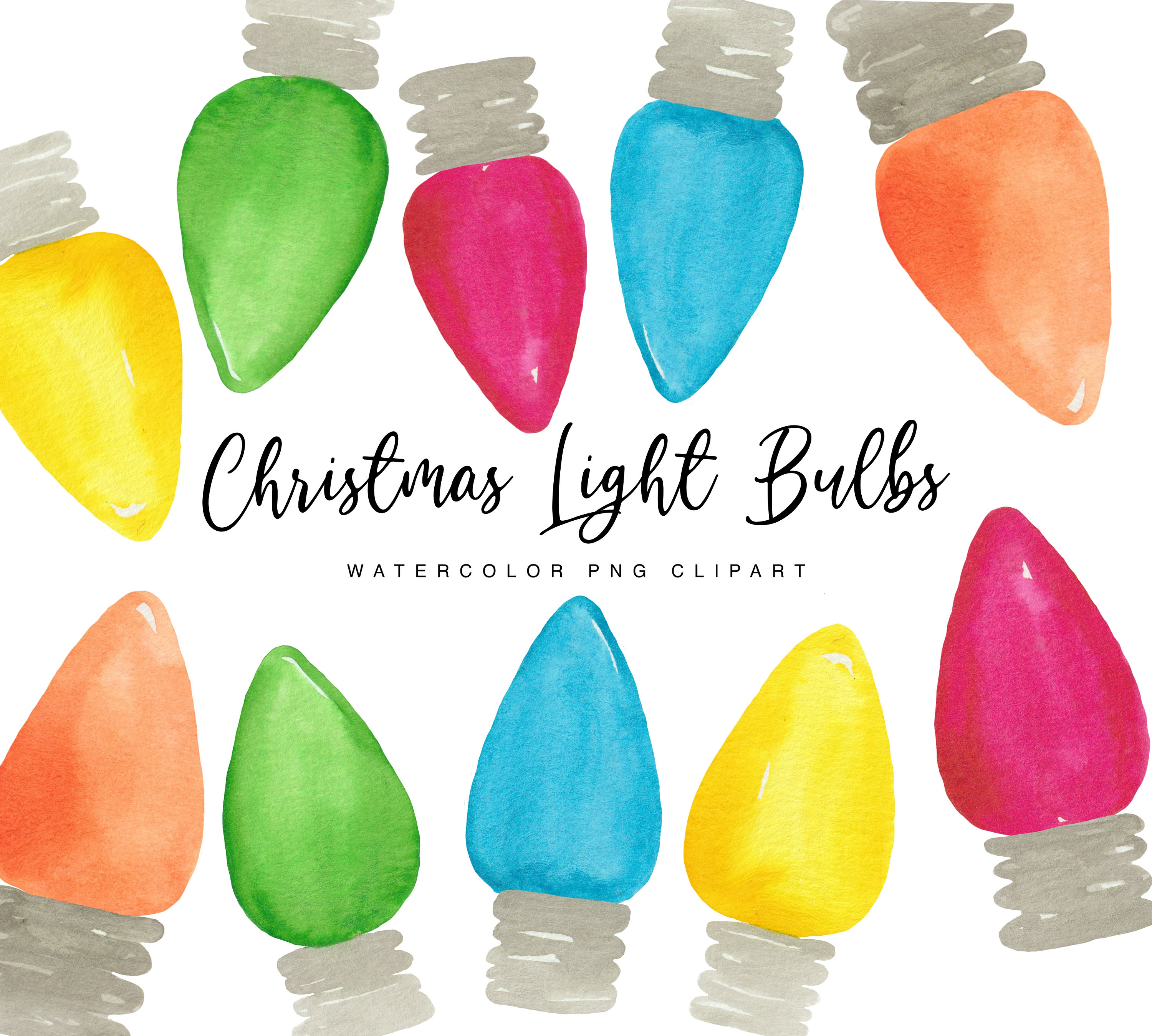 Watercolor Christmas Light Bulb Clipart - Transparent PNG Multi Color ...