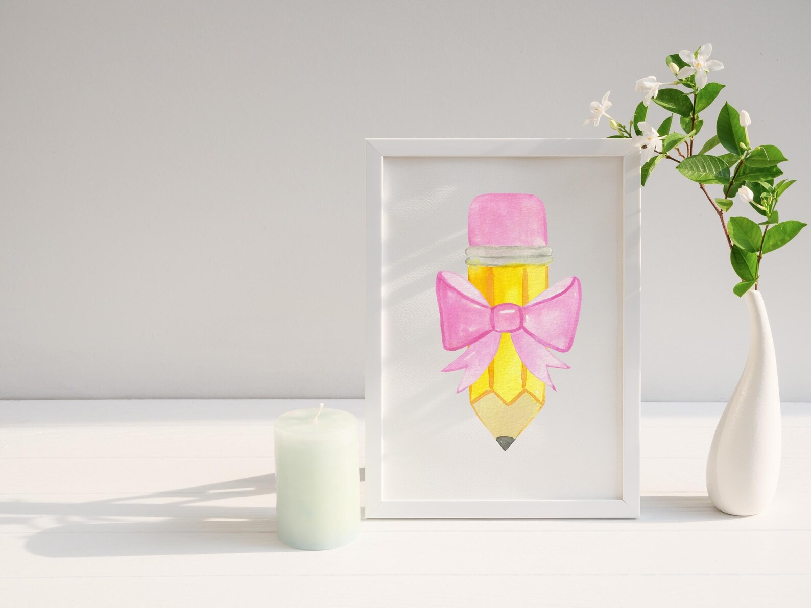 Watercolor School Pencils & Apples Clip Art Digital Download ...