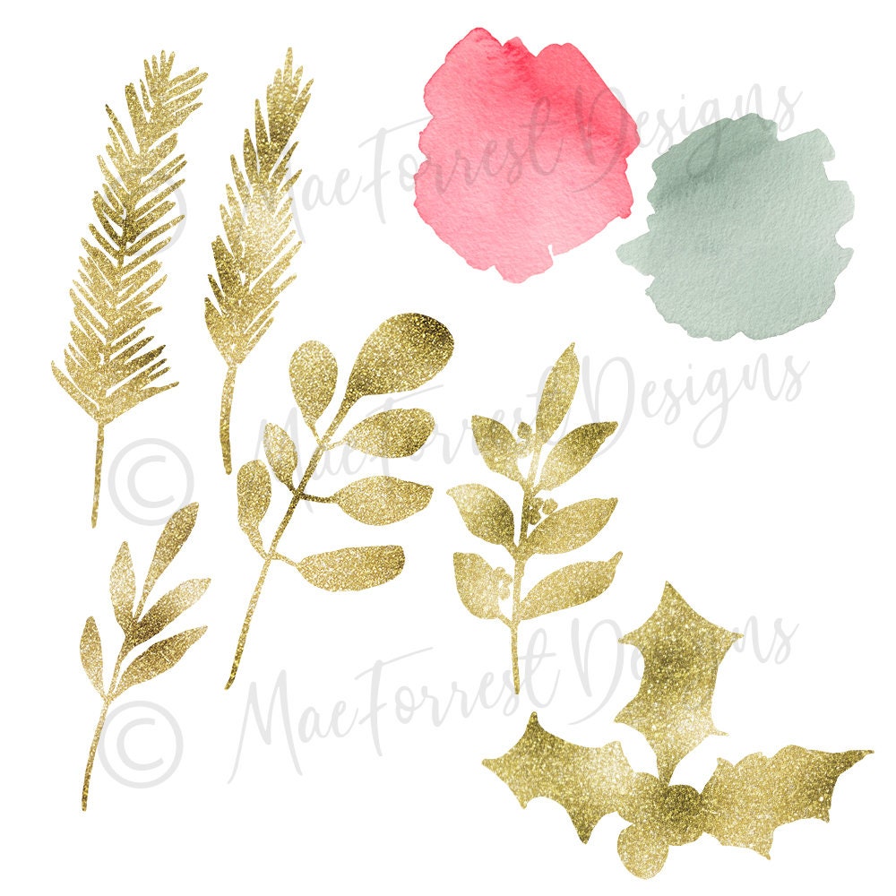 Classic Christmas Watercolor Clipart & Digital Paper Set - Christmas ...