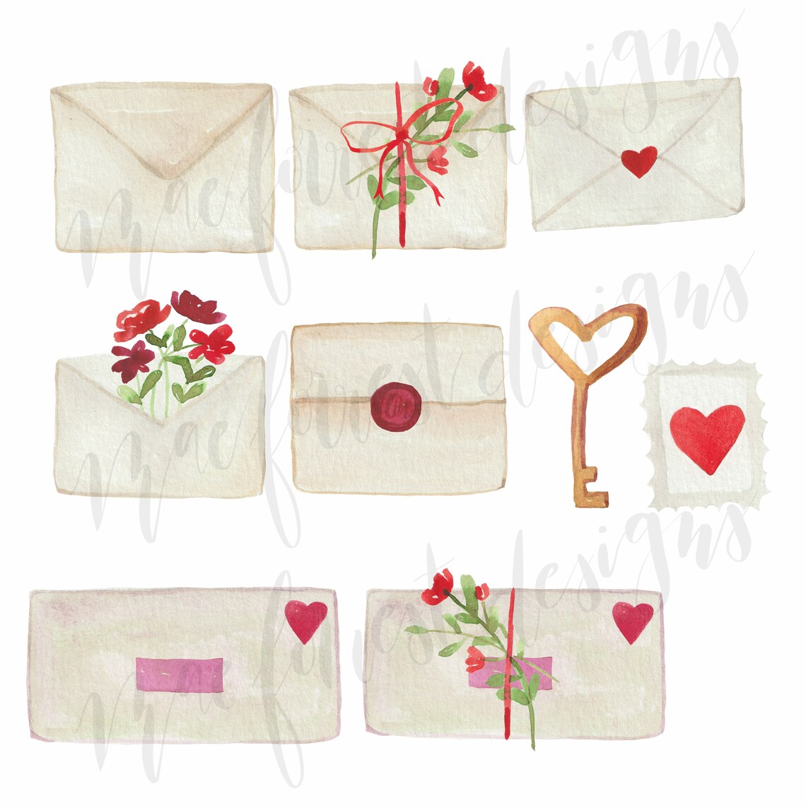 Watercolor Valentine’s Envelopes - Transparent Floral Valentine’s Day ...