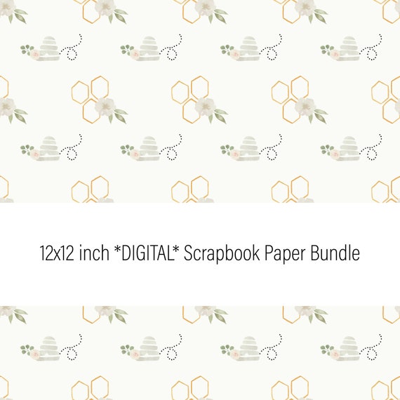 Watercolor Bee Hive Floral Greenery Digital Paper Decorative - Etsy