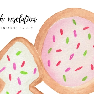 Watercolor Christmas Sugar Cookies Clipart - Sprinkle Cookie Dessert ...