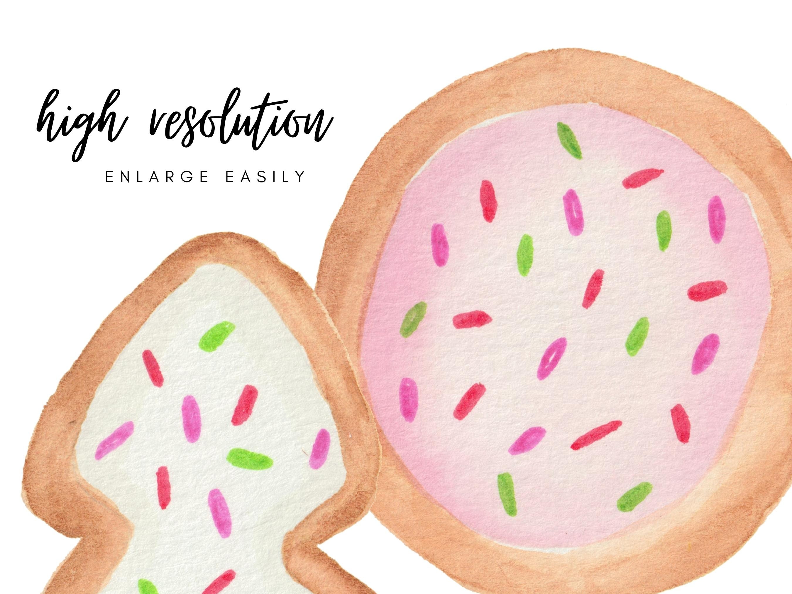 Watercolor Christmas Sugar Cookies Clipart - Sprinkle Cookie Dessert ...