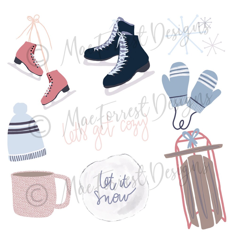 Cozy Winter Digital Clipart Graphics - Instant Download Transparent PNG ...