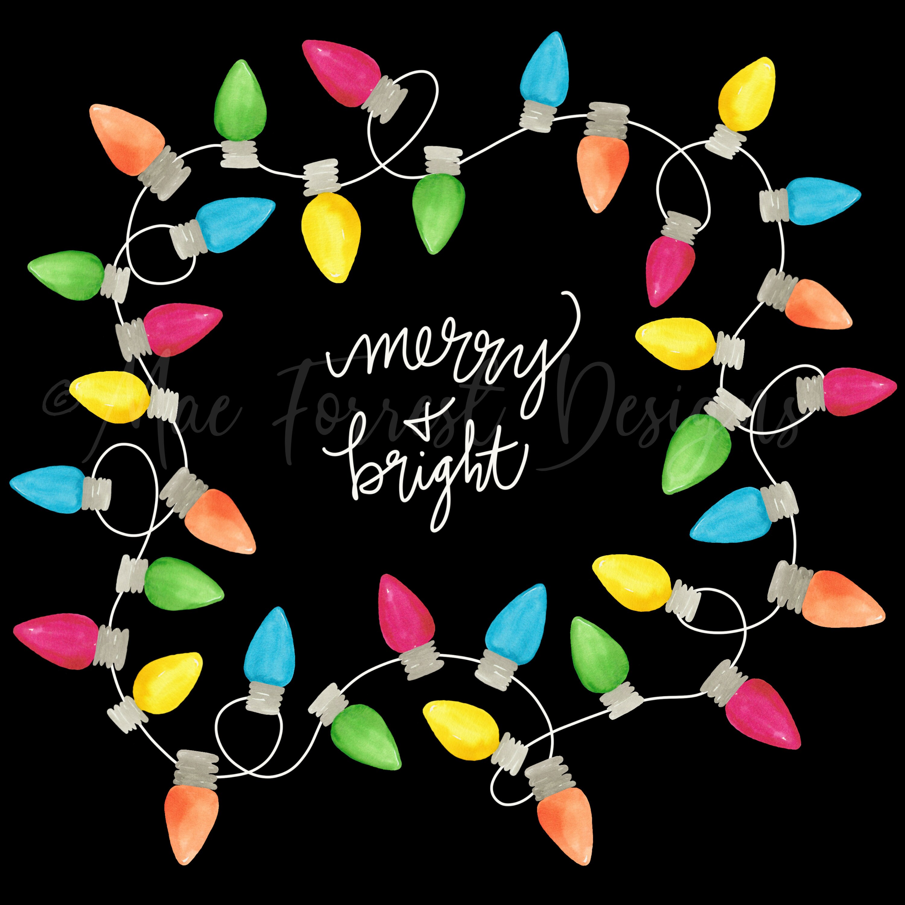 Watercolor Christmas Light Bulb Frame - Transparent PNG Clipart ...