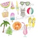 Beach Summer Sun Watercolor Clipart Elements - Transparent Summer ...