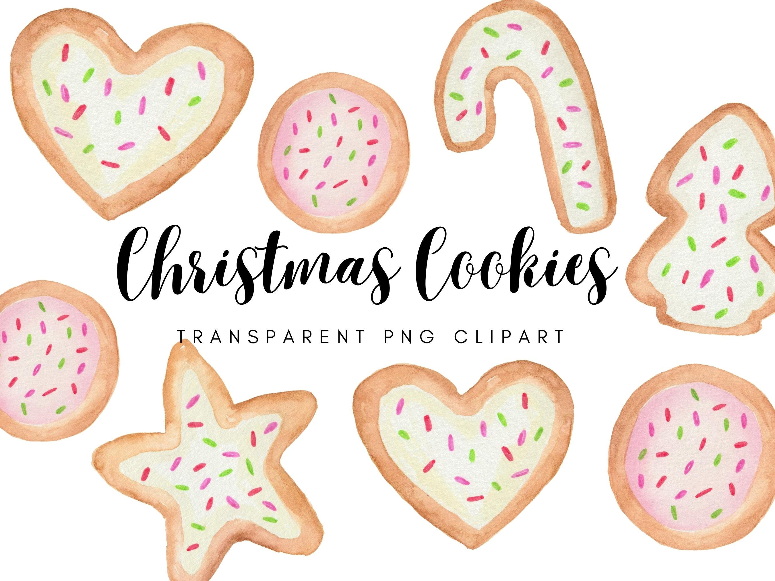 Watercolor Christmas Sugar Cookies Clipart - Sprinkle Cookie Dessert ...