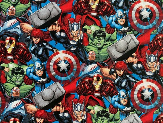 Fabric 100% Cotton Fabric Avengers Fabric Avengers Cartoon Character ...