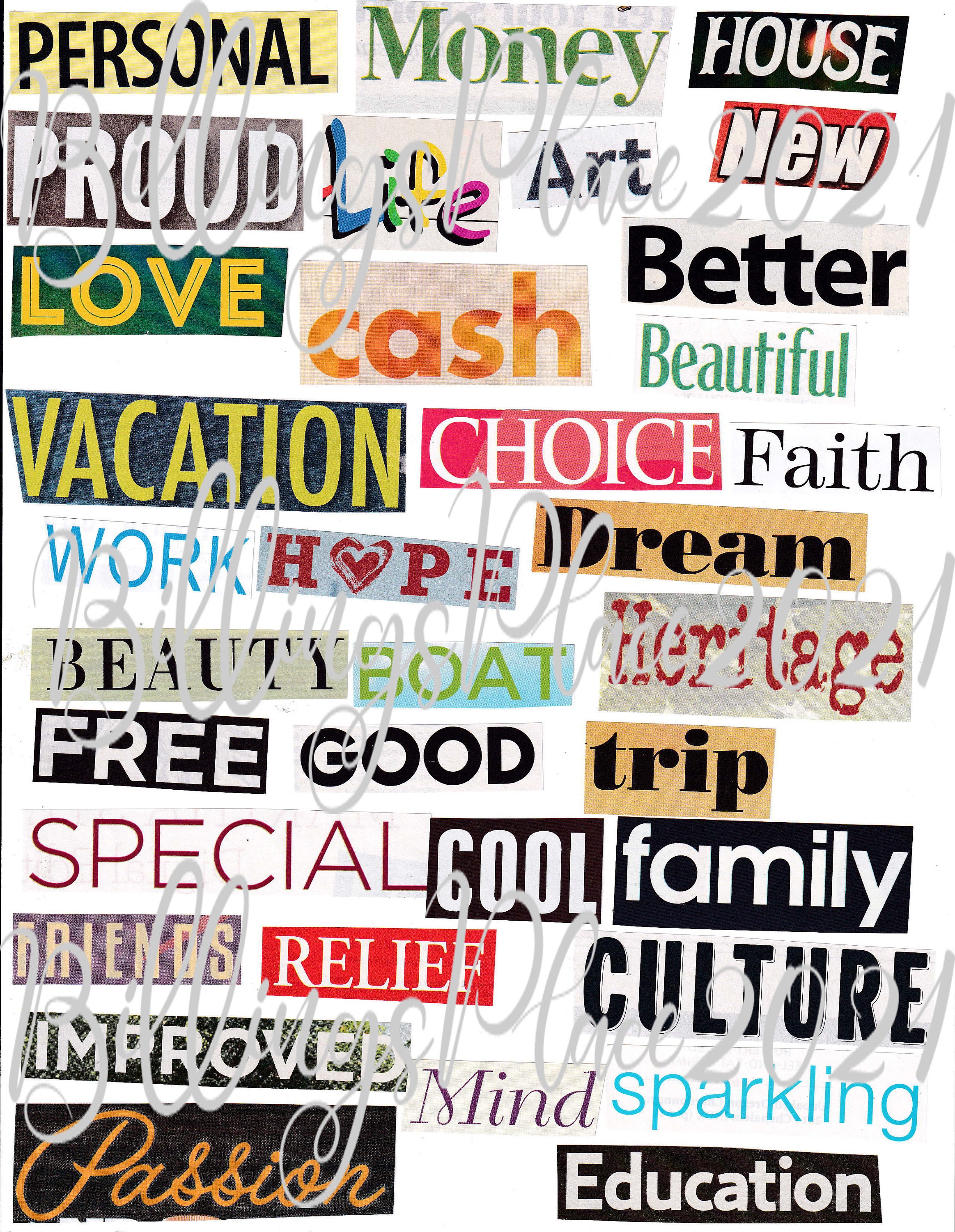 Digital Download Magazine Cutouts Vision Board Words | Etsy