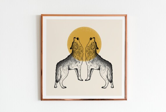 Howling Wolves Square Art Print - Etsy