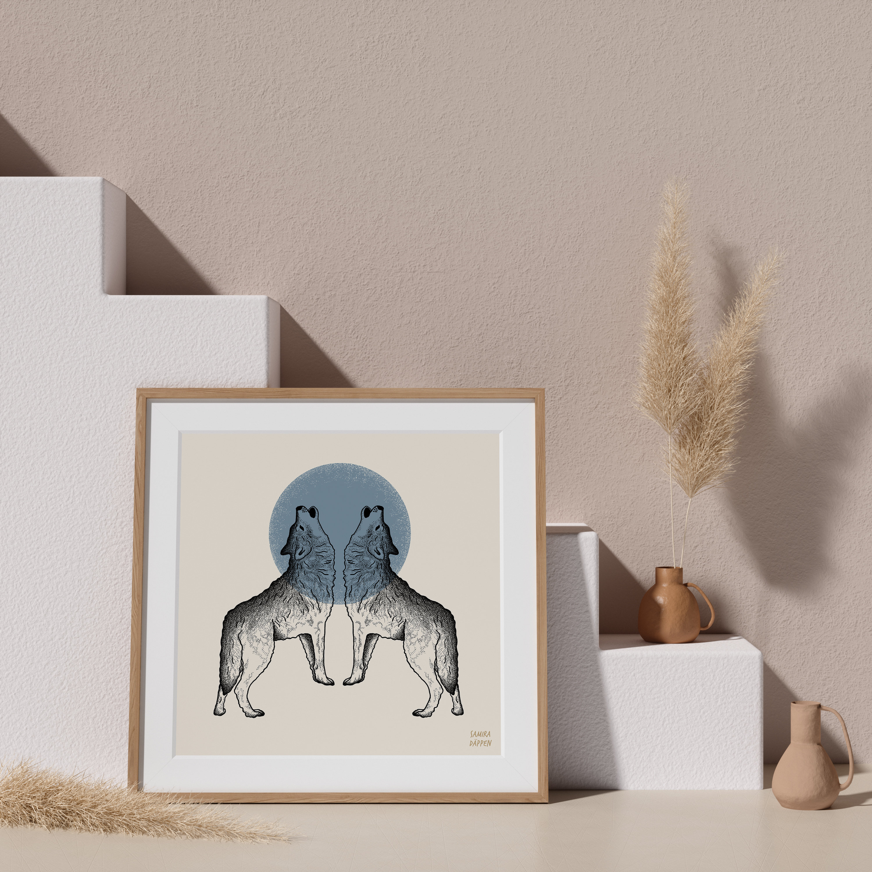 Howling Wolves Square Art Print - Etsy