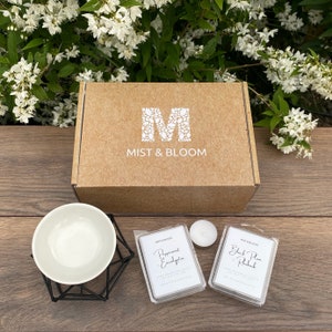 Geo Black Wax Melt Burner Gift Set: Scented Wax Melts & Tealights - Etsy UK