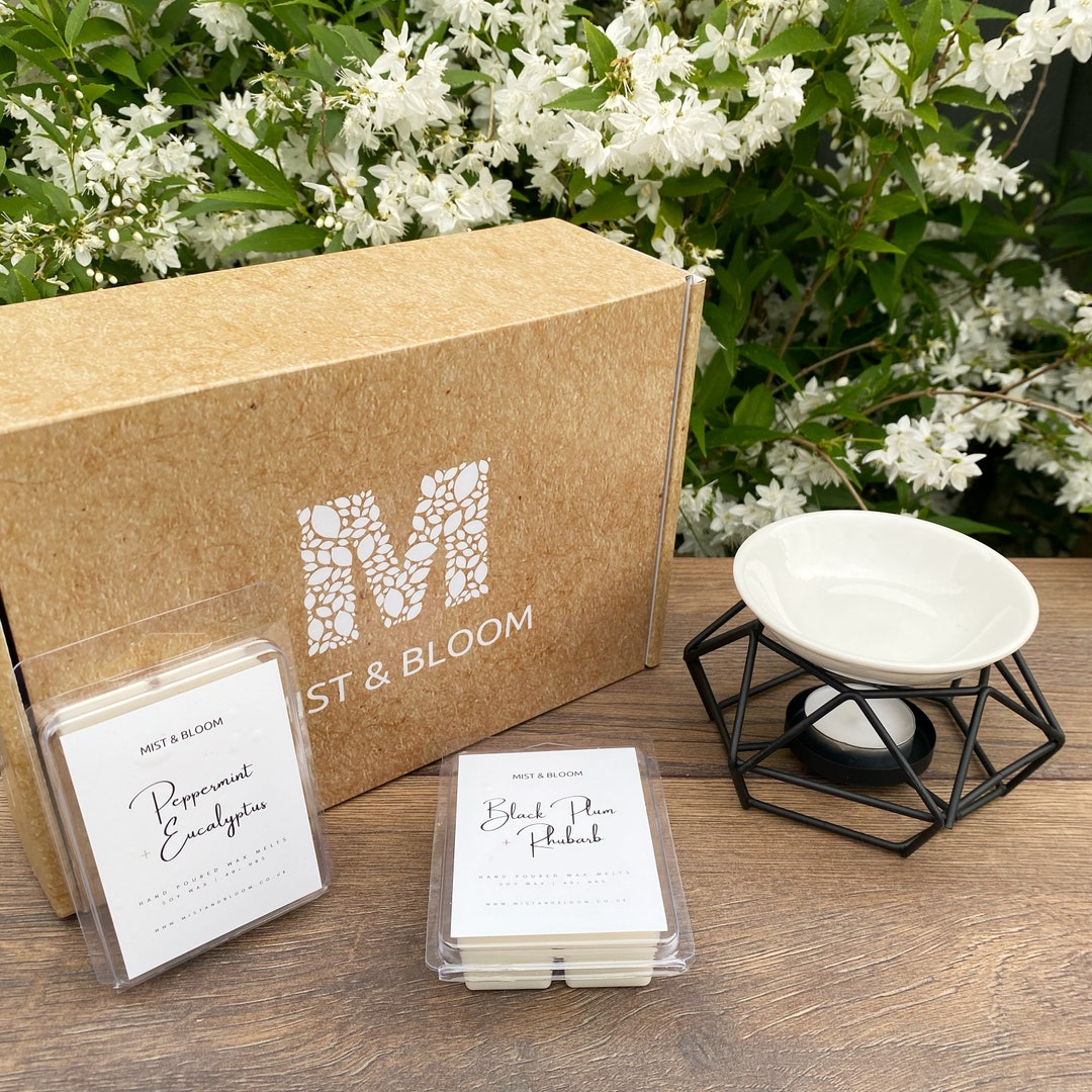 Geo Black Wax Melt Burner Gift Set: Scented Wax Melts & Tealights - Etsy UK