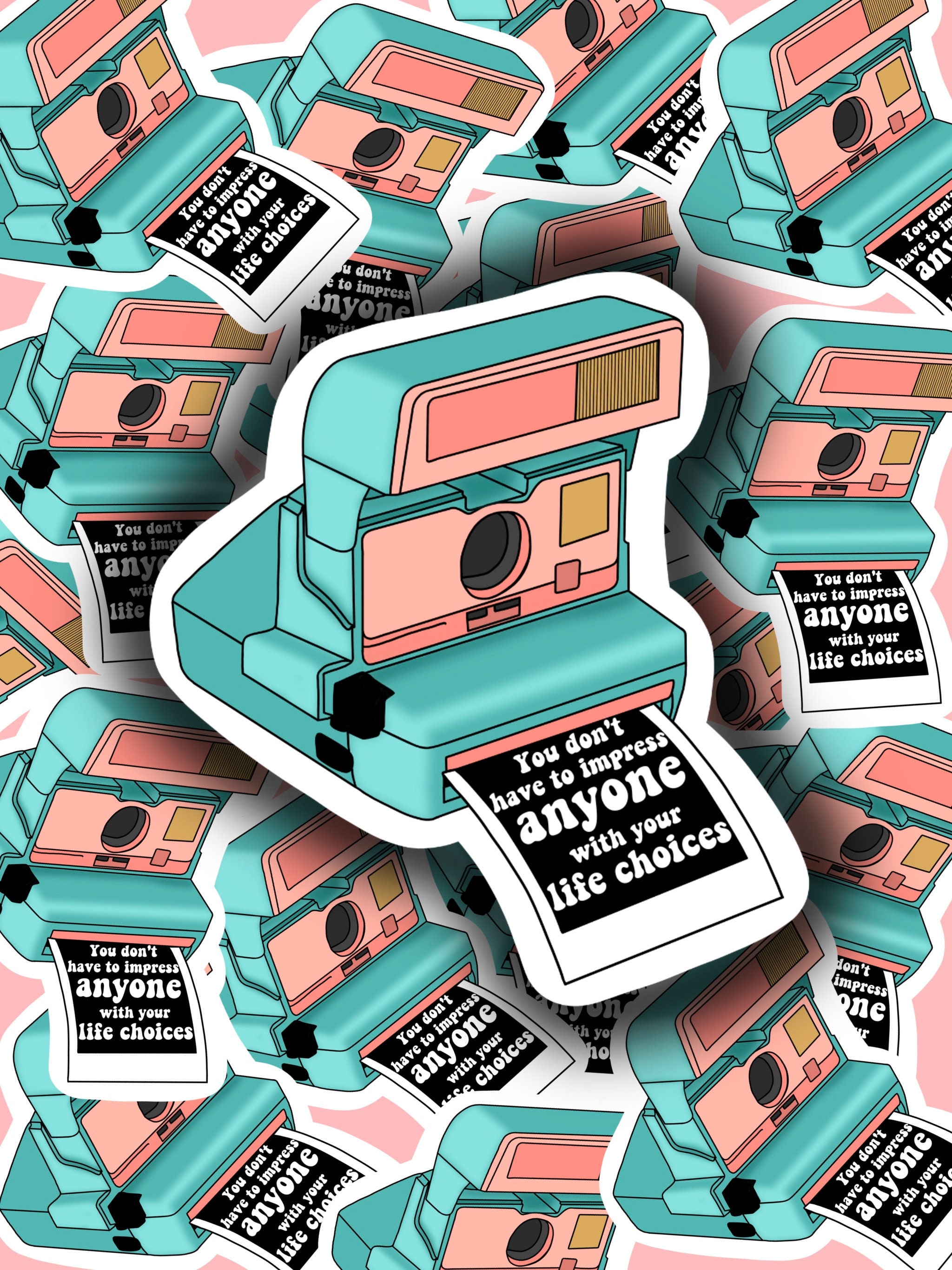 Retro Quote Sticker Girly Polaroid Decal Camera Photographer Gift for ...