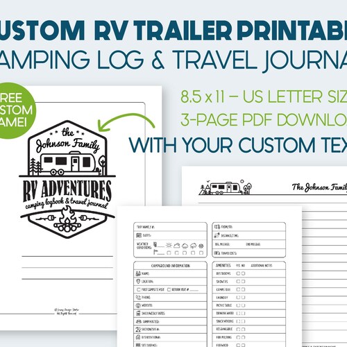 Camping Journal RV Logbook Printable PDF - Etsy