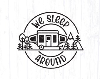 Camping Couple Pull Behind Camper Clipart - Etsy