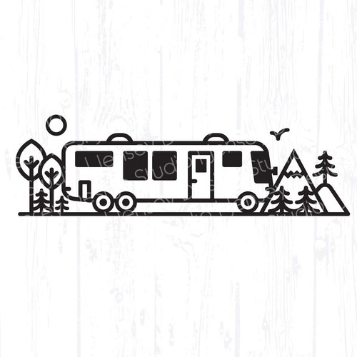 Motorhome RV Camping Scene Svg Class C Camper Svg Sign - Etsy