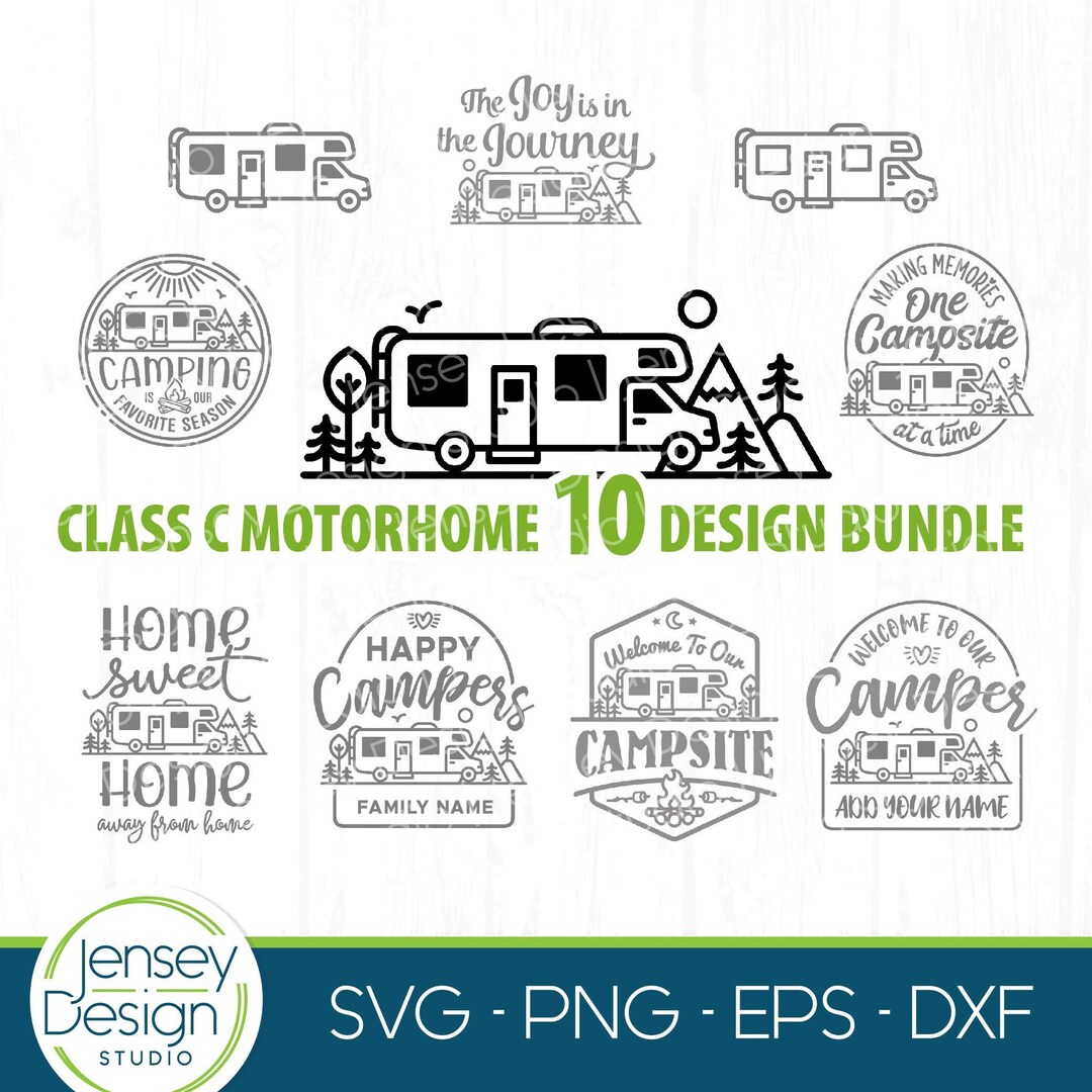 Class C Motorhome RV Camping SVG Bundle, Camper Cut Files, Camping ...